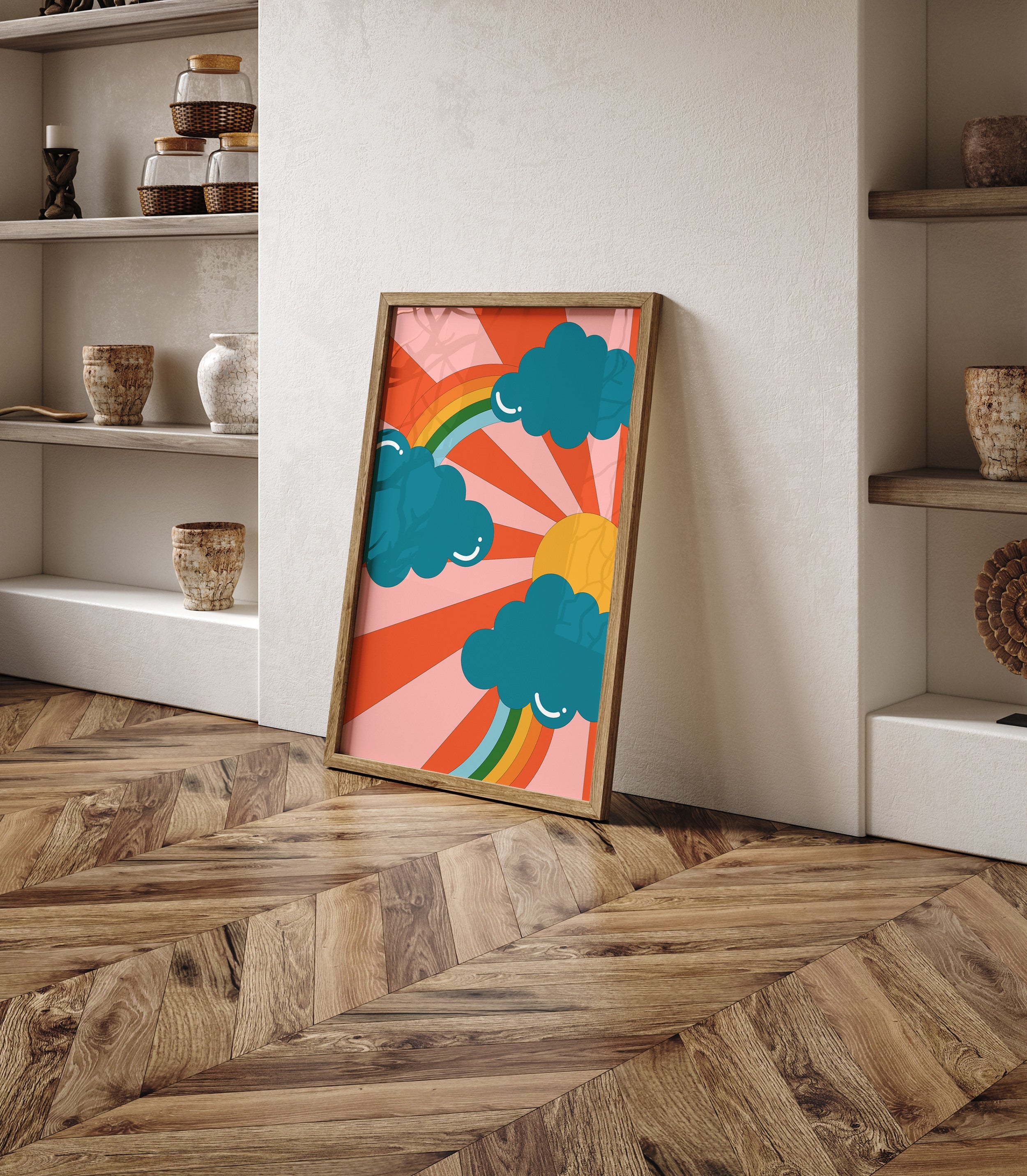 Groovy Sun and clouds - Art Print – The Poster Square